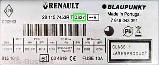 Blaupunkt 281157453R - Code-Busters - Car Radio Code Specialists